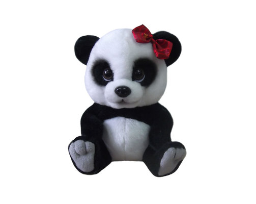 6'' sitting plush stuffed panda toy white and black / Kungfu Panda with bow supplier