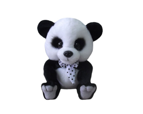 6'' sitting plush stuffed panda toy white and black / Kungfu Panda with bow supplier