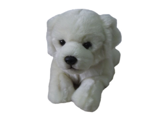 6''cream lying plush stuffed dog with plastic eyes supplier
