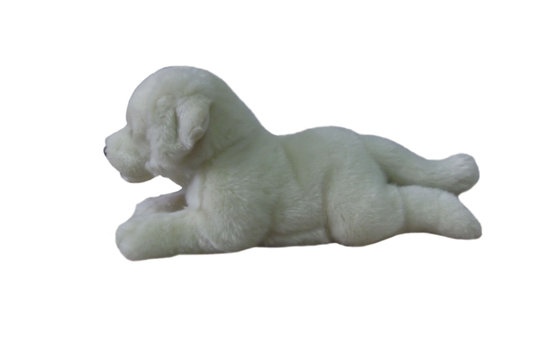 6''cream lying plush stuffed dog with plastic eyes supplier