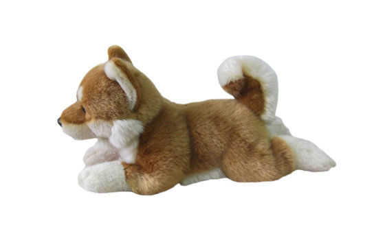 6''lying plush stuffed brown & white dog supplier