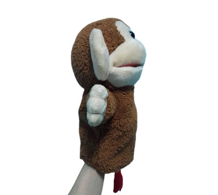 Monkey hand puppet with banana / moving mouth monkey hand puppet supplier