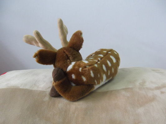 8'' lying brown Cervus nippon plush stuffed toy with white spots supplier