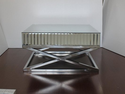 Hot selling Sparkly Mirrored Coffee Table Stainless Steel X Shaped Square Center Table For Home Hotel