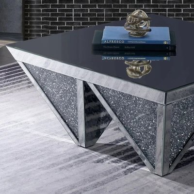 Hot selling Sparkly Mirrored Coffee Table Square Shaped Diamond Center Table For Home Hotel