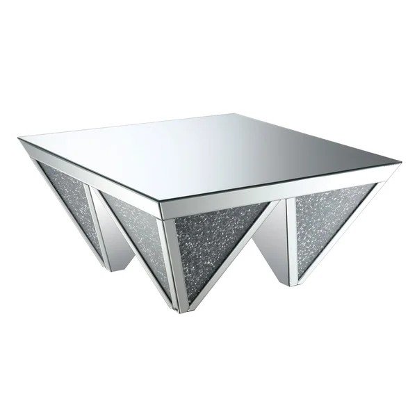 Hot selling Sparkly Mirrored Coffee Table Square Shaped Diamond Center Table For Home Hotel