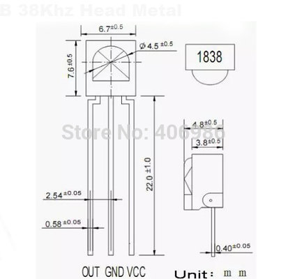 Universal IR Infrared Receiver Sensor Module 1838 TL1838 VS1838B 38Khz Diode supplier