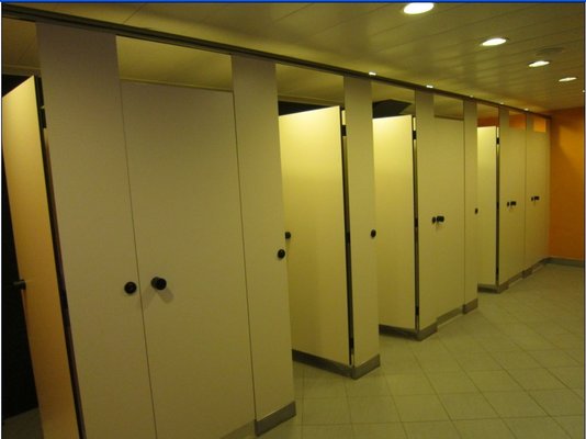 Bathroom Waterproof Wood Grain Color Partition Door Commercial Bathroom Partitions