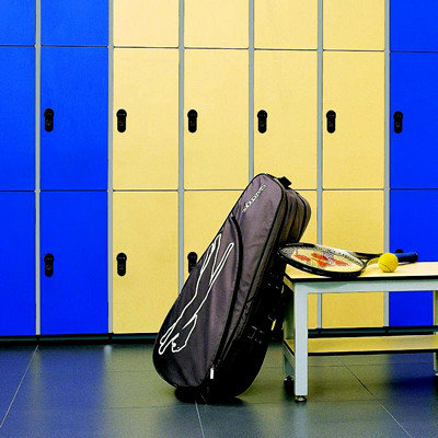 Gym HPL locker shelves Public compact laminate board bench locker school lockers