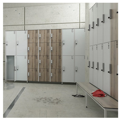 standard size 4 luggage storage locker cabinet and long bench