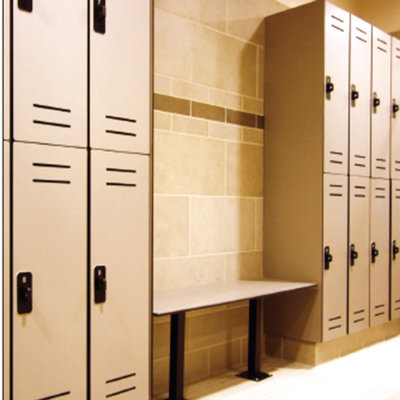 standard size 4 luggage storage locker cabinet and long bench