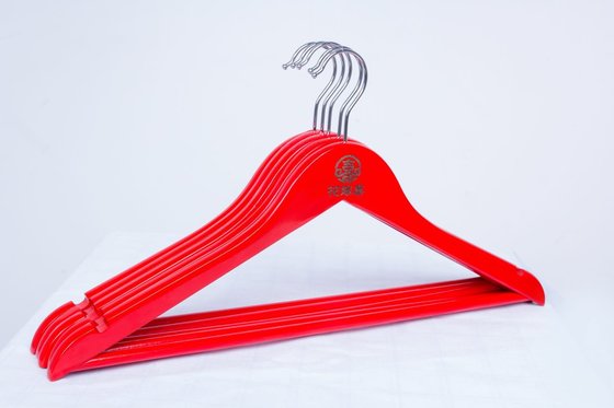 Hot Traditional Chinese Red  Wooden Suit Hangers With Bar and Notches/44.5CM*1.2CM for Wedding
