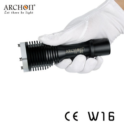 Black Aluminum W16 6500k Scuba Diving Lights , CREE XP-G R5 LED Dive Torch