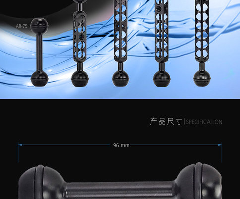 Black Underwater Camera Mount Underwater Video Housing Arm AR75 with 1" Ball
