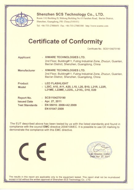 China Xiware Technologies Ltd. certification