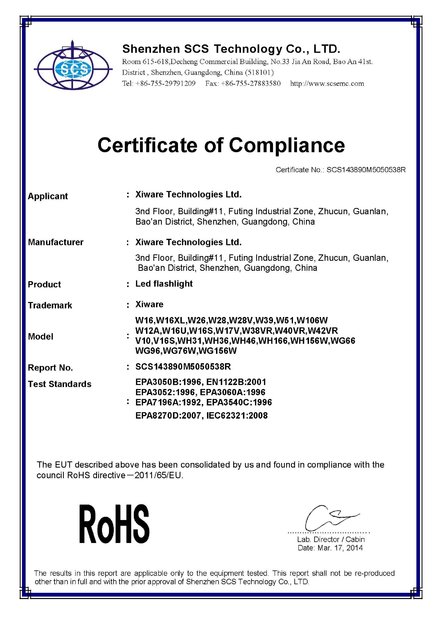 China Xiware Technologies Ltd. certification