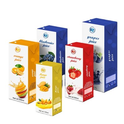 Customized Color Aseptic Brick Pack  125ml For Milk Or Fruit Juice