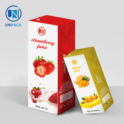 Milk Juice Box Packaging Paperboard Type Matt Lamination Printing Handling