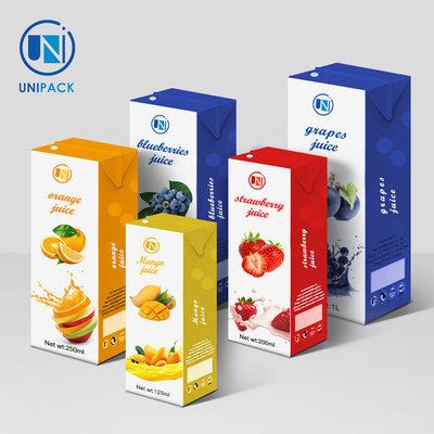 Milk Juice Box Packaging Paperboard Type Matt Lamination Printing Handling