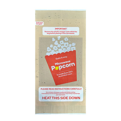 unipack PFAS free fluoride-free waterproof oil-proof microwave popcorn kraft paper bag packaging