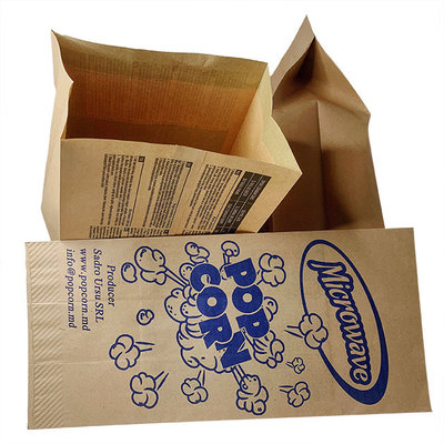 Microwave food oil proof film composite laminated  heatable packaging fluoride-free microwave popcorn Kraft paper bag