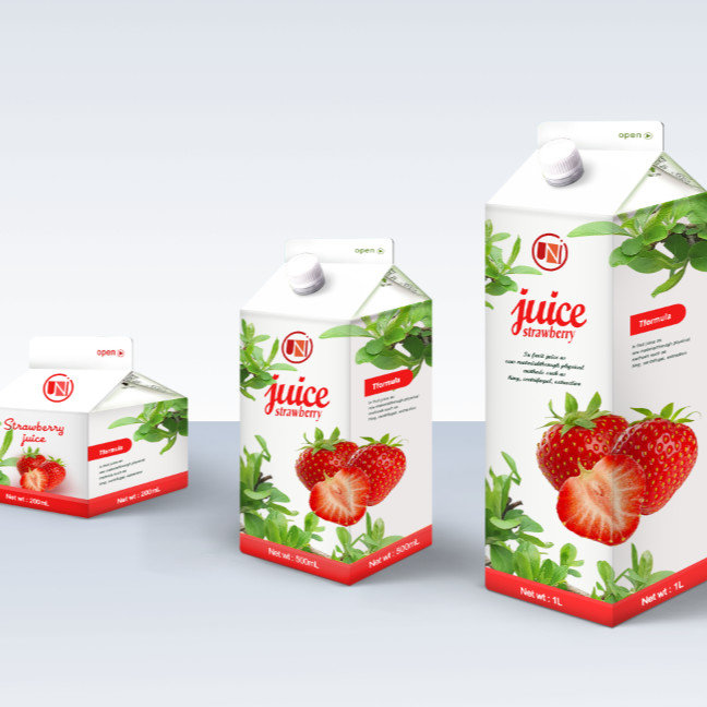 Beverage Packaging Material Pak Juice Packing Carton Box With Gable Top Custom