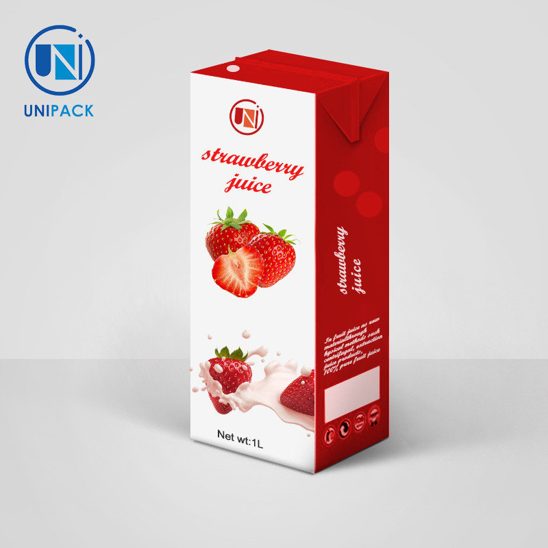 Aseptic  Printed Customized Strawberry Juice Box heat resistant