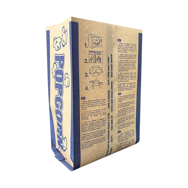 unipack PFAS free food grade oil-proof microwave popcorn kraft paper bag waterproof coated paper packaging