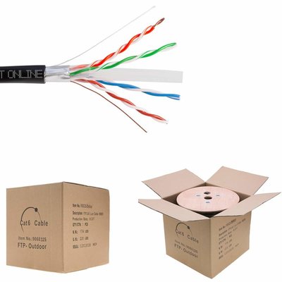 550MHz Cat6 1000 pies de cable de Ethernet, el cable de Ethernet a granel de cobre desnudo sólido del ordenador ETL enumeró 24AWG 4 pares