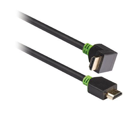 El oro plateó el cable pescado con caña el 90° de Hdmi, OEM redondo/ODM del cable de 3D 4K 1080p Hdmi