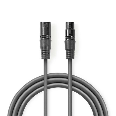 Varón de XLR al cable de micrófono femenino de XLR, cable de audio el 15ft equilibrado gris oscuro de XLR