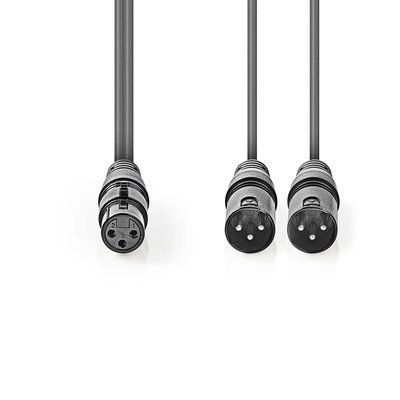 Hembra equilibrada del cable del micrófono XLR de 3 Pin a doblarse divisor masculino del cordón del micrófono de XLR