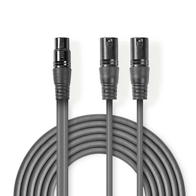 Hembra equilibrada del cable del micrófono XLR de 3 Pin a doblarse divisor masculino del cordón del micrófono de XLR