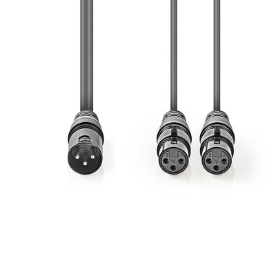 XLR3M To Dual XLR3F Y XLR Microphone Cable Balanced Microphone Splitter Cord