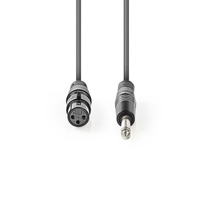 Microphone Balanced Trs Cable XLR 3 Pin FeMale To 6.35 Mm Male Dark Grey Color