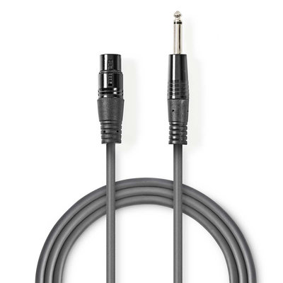 Microphone Balanced Trs Cable XLR 3 Pin FeMale To 6.35 Mm Male Dark Grey Color