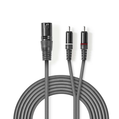 RCA dual al cable del micrófono XLR desequilibró 2 enchufes de RCA/de Phono a 1 adaptador de XLR