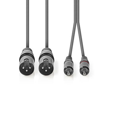Varón dual de XLR al cable masculino de RCA, cordón audio estéreo de alta fidelidad de Xlr Mic del enchufe de Phono