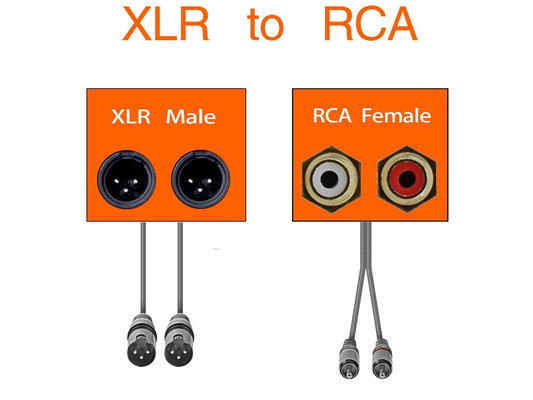 Dual XLR Female To RCA Link Cable Phono Plug HiFi Stereo Audio Connection