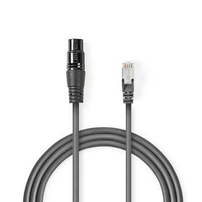 Hembra del Pin del cable DMX XLR 3 del micrófono XLR de la extensión al convertidor del adaptador masculino RJ45