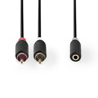 3.5mm Female To 2 RCA Rca Extension Cable , Stereo Rca Y Cable 8 Inch