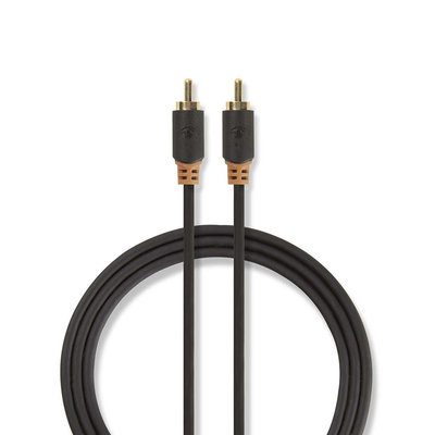 Cable plateado oro del audio RCA, cable coaxial audio de 1,2 Digitaces del metro