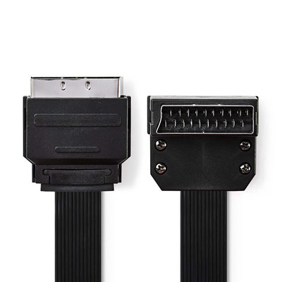 FLat Design Video Scart Cable 90 Degree Angled 6.6 Feet Support 1080p Full HD