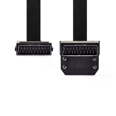 FLat Design Video Scart Cable 90 Degree Angled 6.6 Feet Support 1080p Full HD