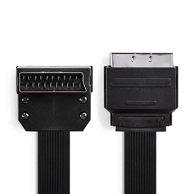 FLat Design Video Scart Cable 90 Degree Angled 6.6 Feet Support 1080p Full HD