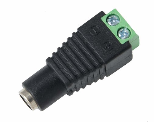 Adaptador masculino negro de DC al alambre terminal de 2 Pin para la cámara CCTV de la iluminación del LED