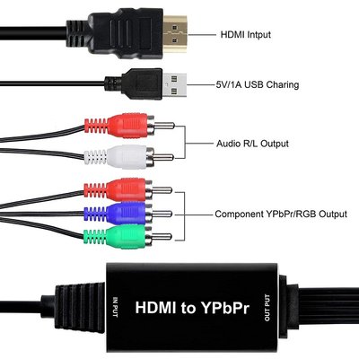 Cable negro HDMI de la velocidad HDMI al convertidor del RGB YPbPr del componente 5RCA