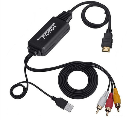 HDMI al cable del convertidor del RCA AV con la fuente de la alimentación por USB para el uso de las multimedias
