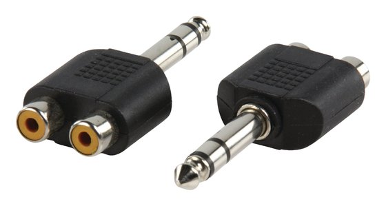 Varón de 6,35 milímetros a mono al divisor femenino estéreo del vídeo de los zócalos del adaptador 2x RCA Phono