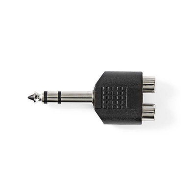 Varón de 6,35 milímetros a mono al divisor femenino estéreo del vídeo de los zócalos del adaptador 2x RCA Phono